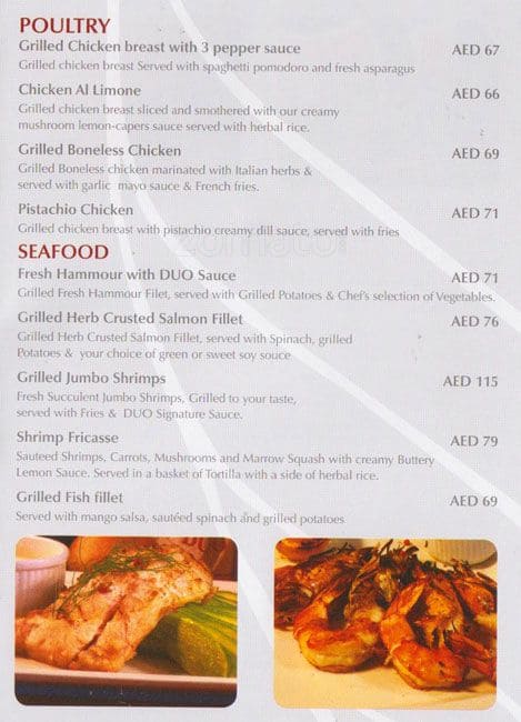 Menu at DUO Restaurant, Dubai
