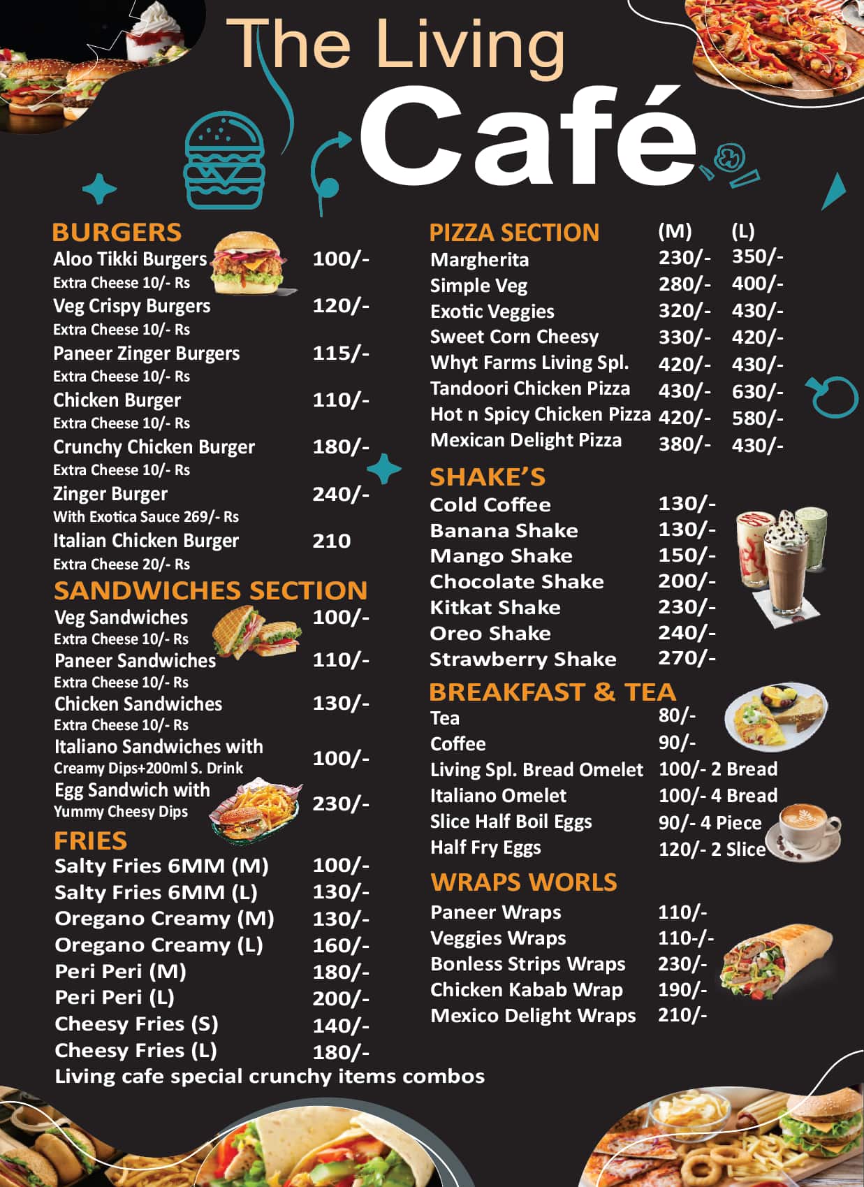 Menu of The Living Cafe, Sarita Vihar, New Delhi