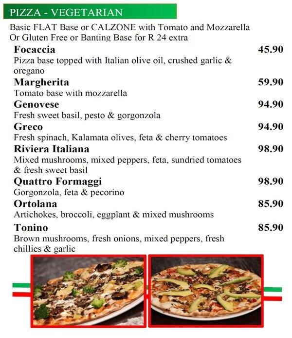 Menu at Luna Deli restaurant, Johannesburg