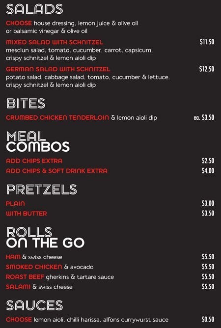 Menu at Double Bay Schnitzel House restaurant, Double Bay, 372 New ...