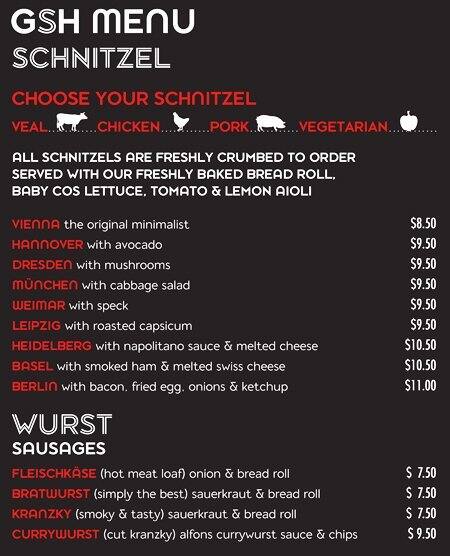 Schnitzel House Menu, Menu for Schnitzel House, Double Bay, Sydney ...