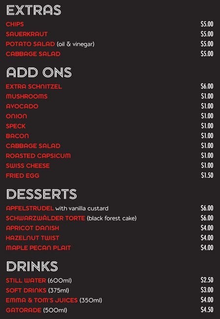 Menu at Double Bay Schnitzel House restaurant, Double Bay, 372 New ...