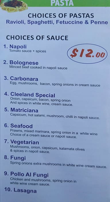 Menu at Cleeland Pizza House restaurant, Dandenong