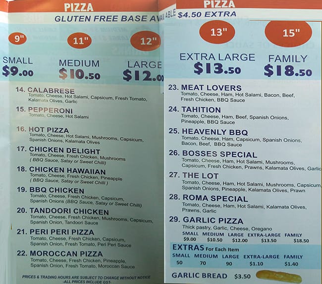 Menu at Cleeland Pizza House restaurant, Dandenong