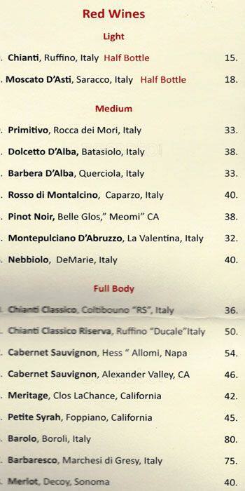 Menu at Via Veneto pub & bar, Chicago, Lincoln Ave