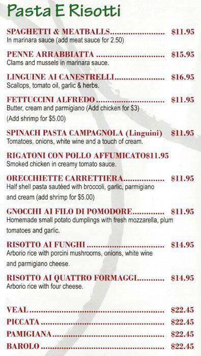 Menu at Via Veneto pub & bar, Chicago, Lincoln Ave