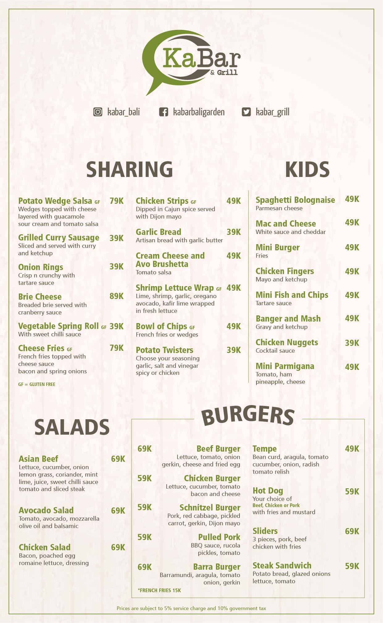 Menu at Coffee Shop at Bali Garden Beach Resort, Kuta