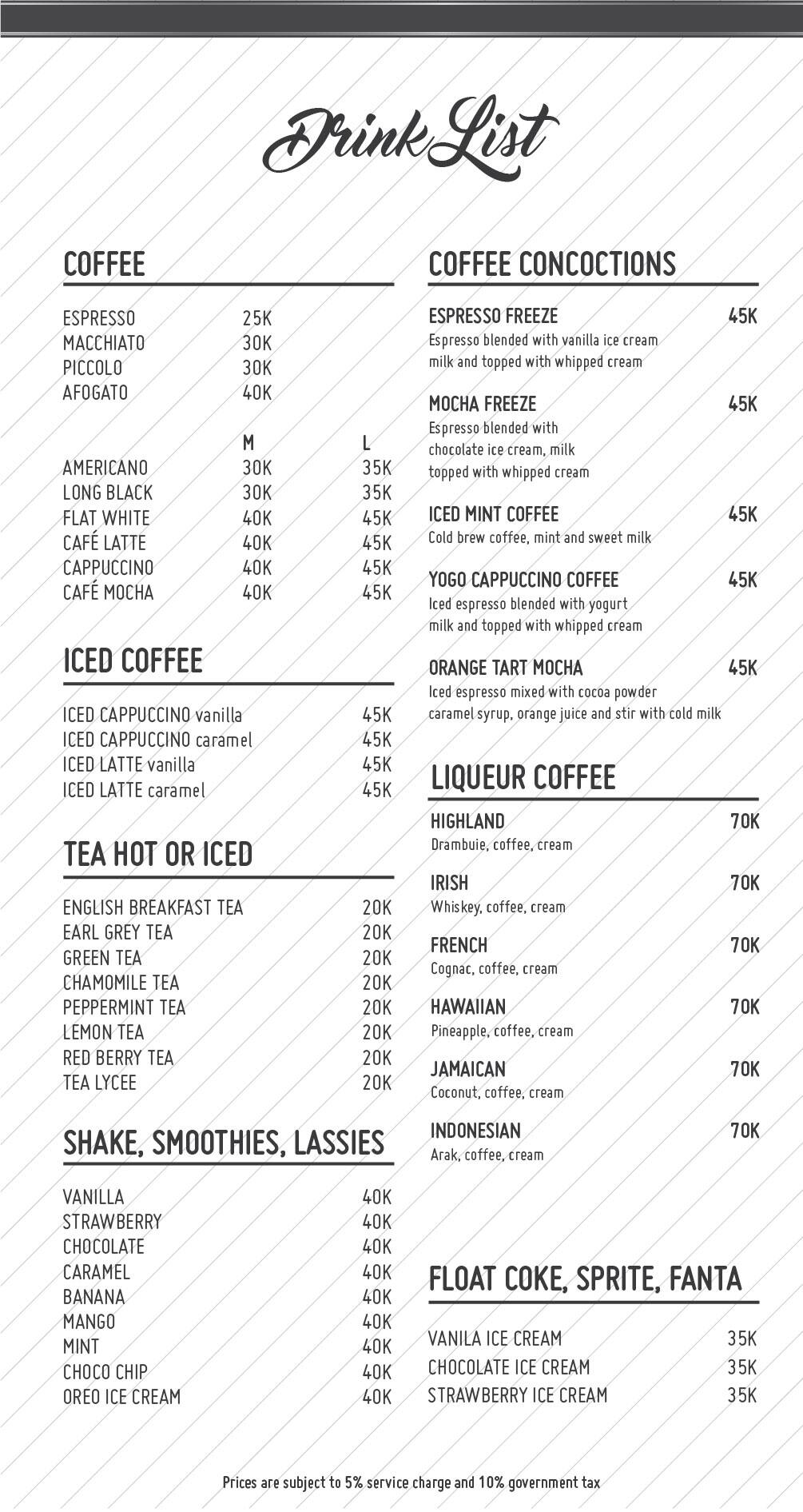 Menu at Coffee Shop at Bali Garden Beach Resort, Kuta