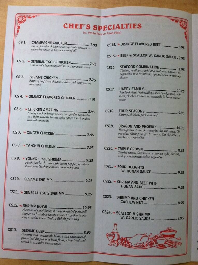 Menu at Jin Wei Chinese Express restaurant, Conway