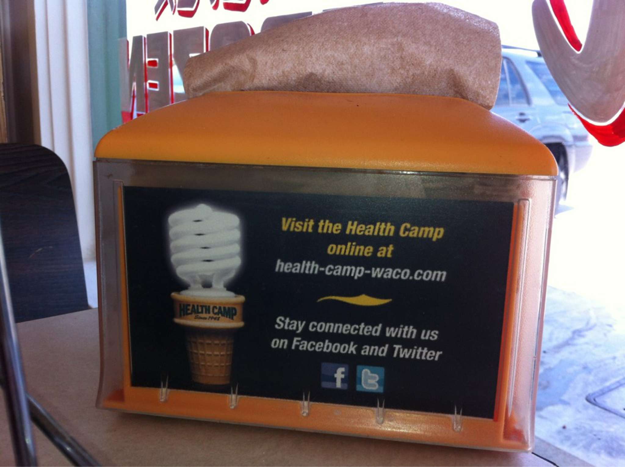 Menu at Health Camp fast food, Waco