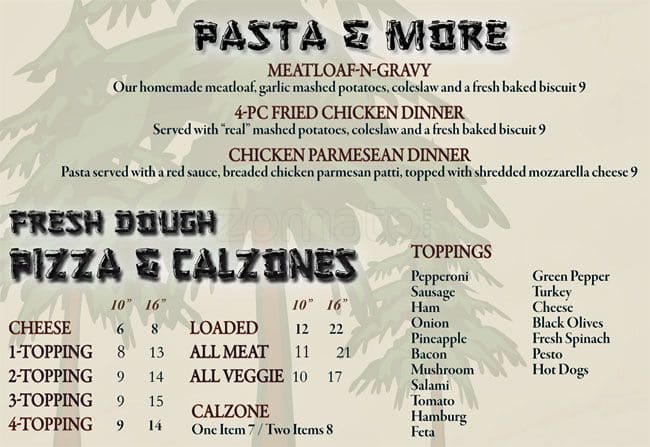 Menu at The White Elephant pizzeria, Strong