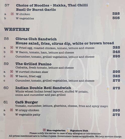 Menu at Citrus Cafe - Lemon Tree, Gurugram
