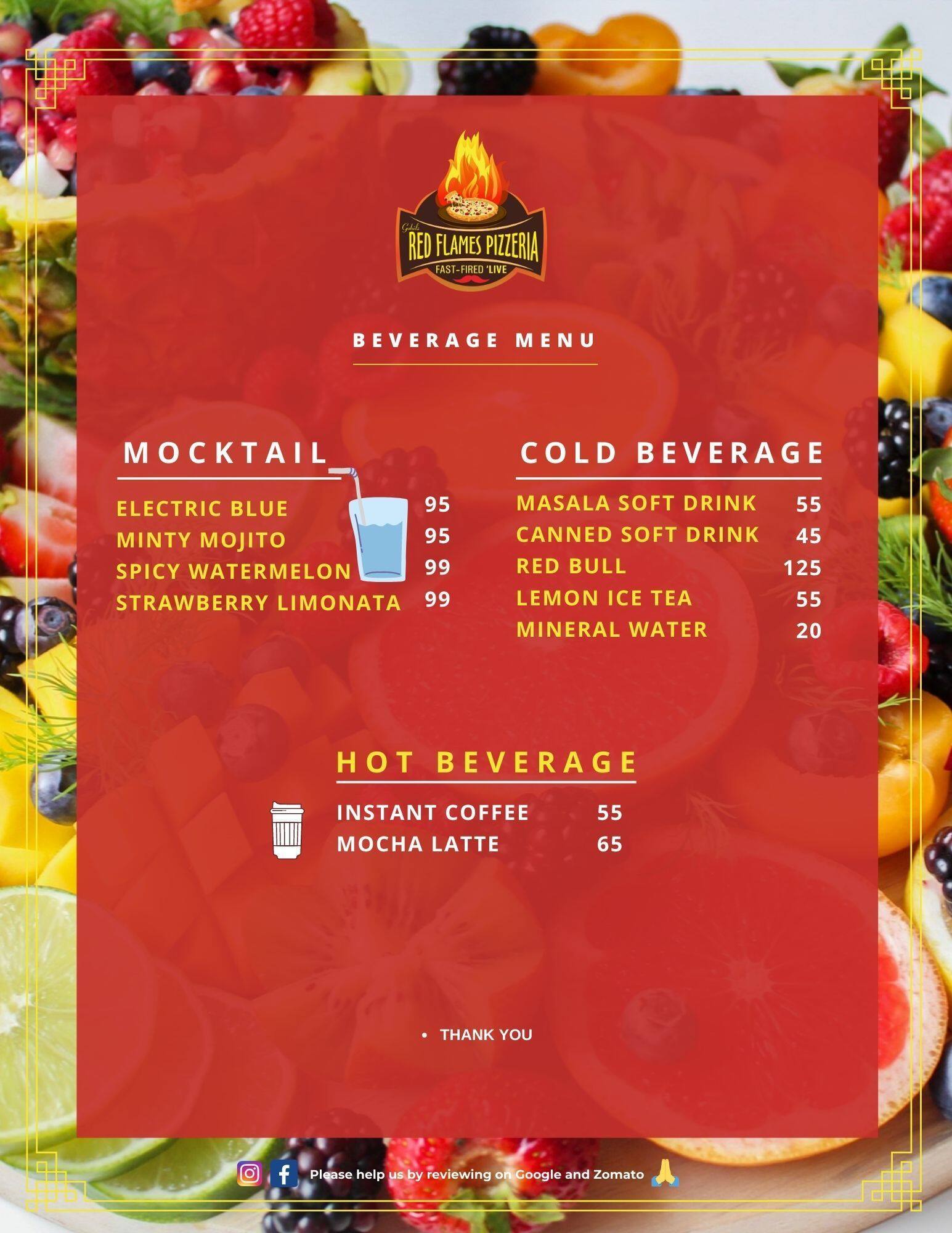 Menu at Red Flames Pizzeria, Surat