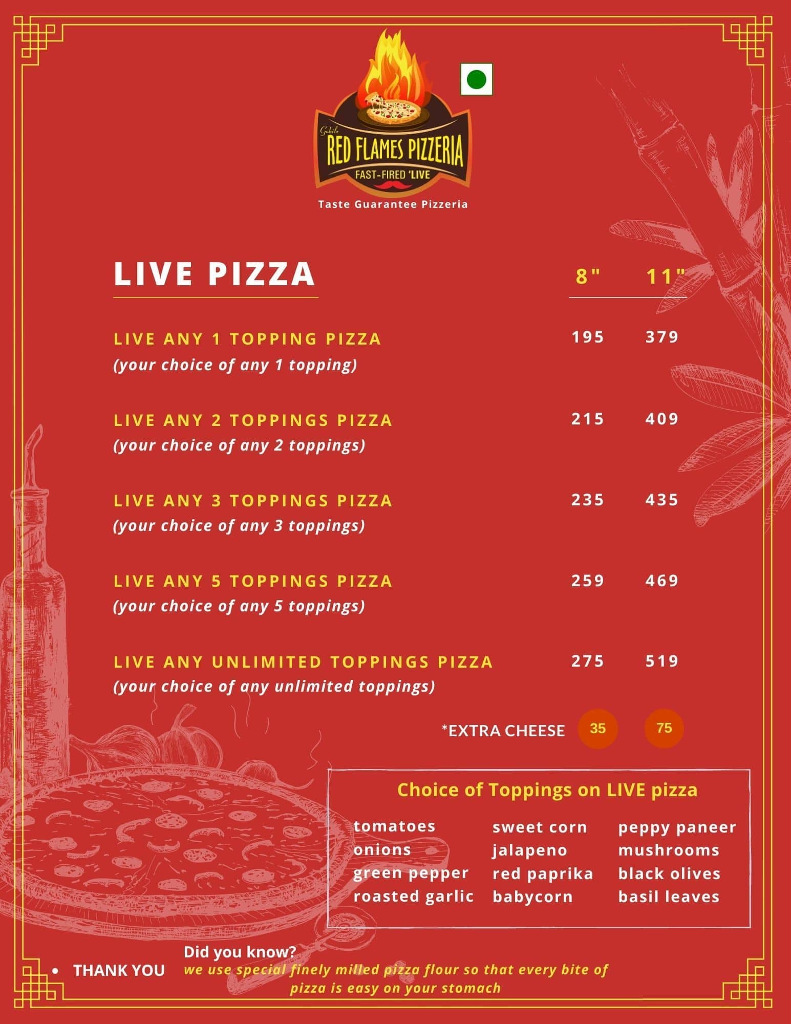 Menu at Red Flames Pizzeria, Surat