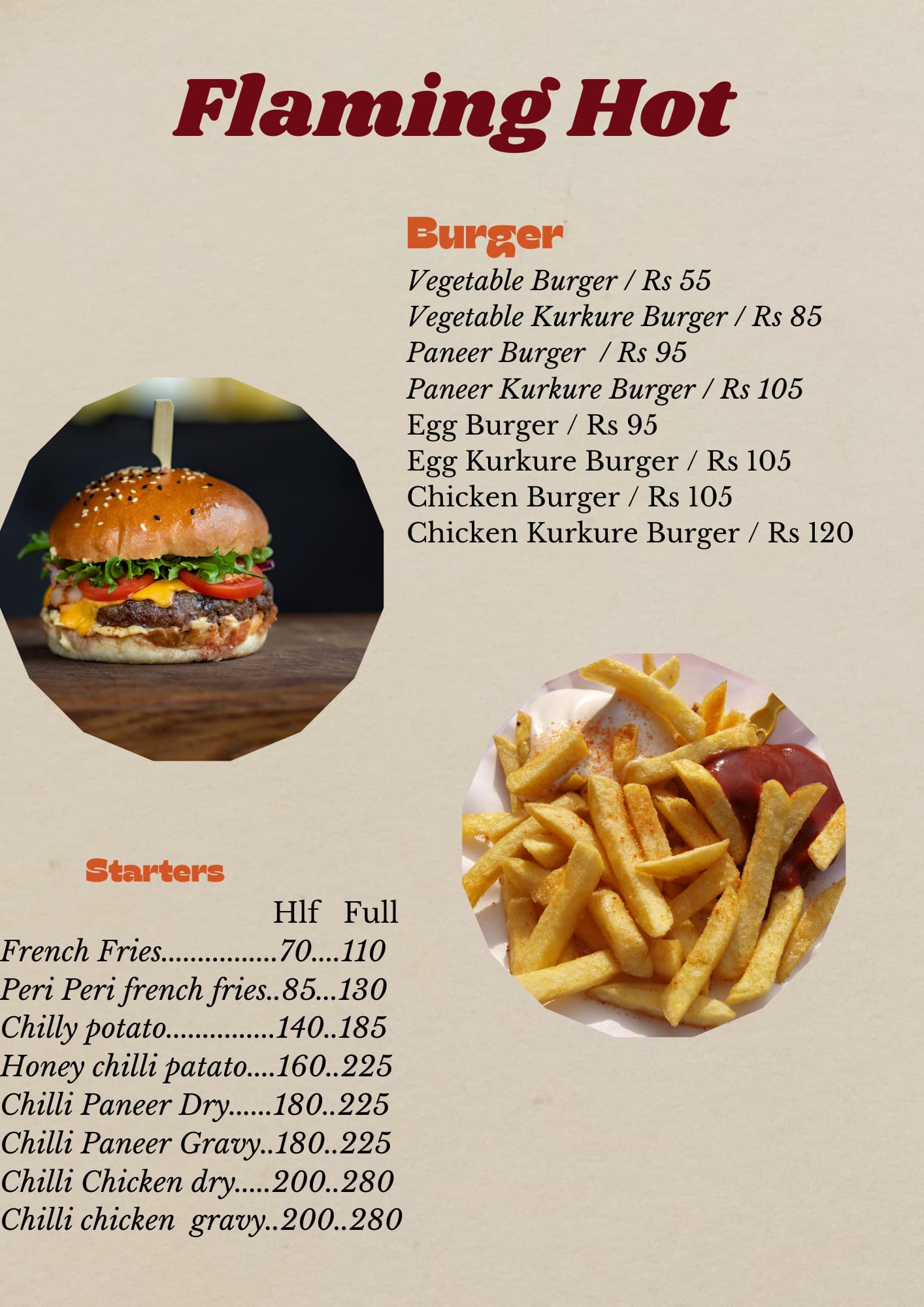Menu of Flaming Hot, Lawrence Road, New Delhi