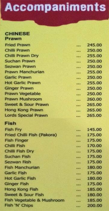 Menu at LORDS RESTAURANT, Kolkata, JC3F+9RQ