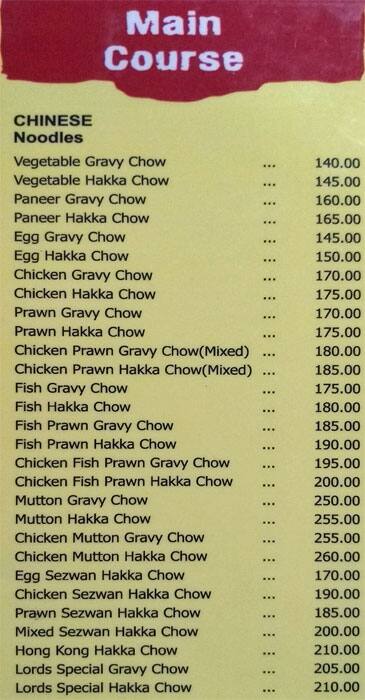 Menu at LORDS RESTAURANT, Kolkata, JC3F+9RQ