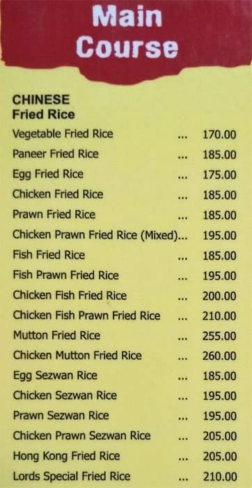 Menu at LORDS RESTAURANT, Kolkata, JC3F+9RQ