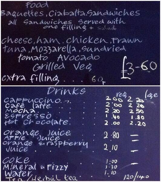 Menu at Ridge Cafe, London, 97 Tottenham Ln
