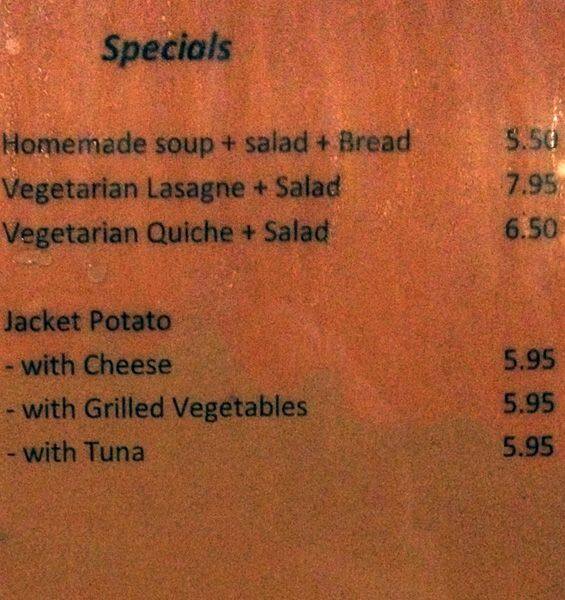 Menu at Ridge Cafe, London, 97 Tottenham Ln