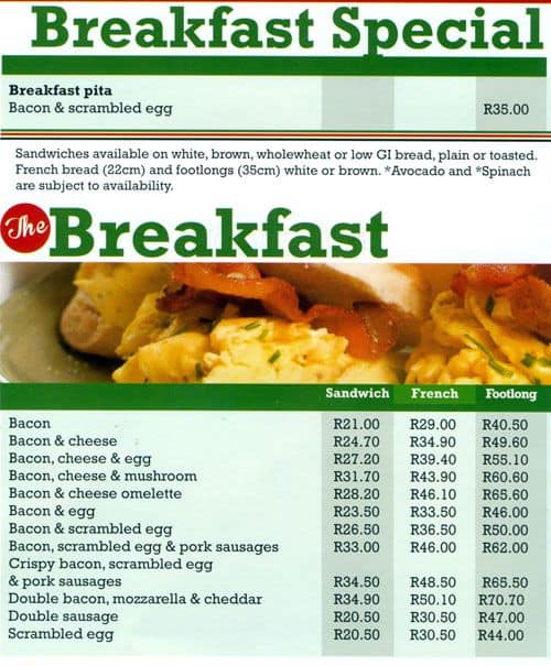 Speisekarte von Sandwich Baron, Johannesburg, Market Street