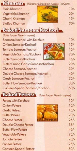 Menu at The College Canteen, Indore