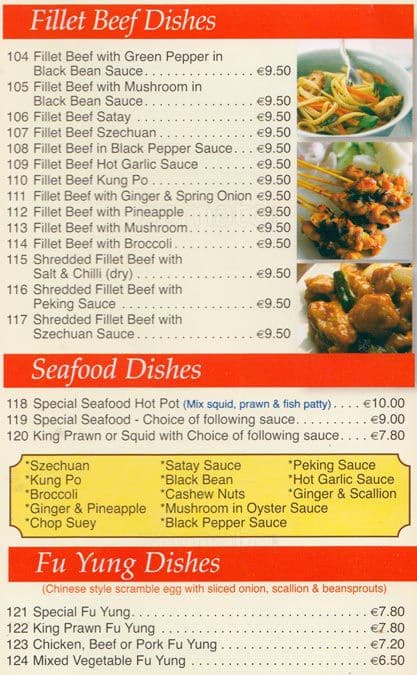 Menu at Far East, Dublin, 88 Shantalla Road