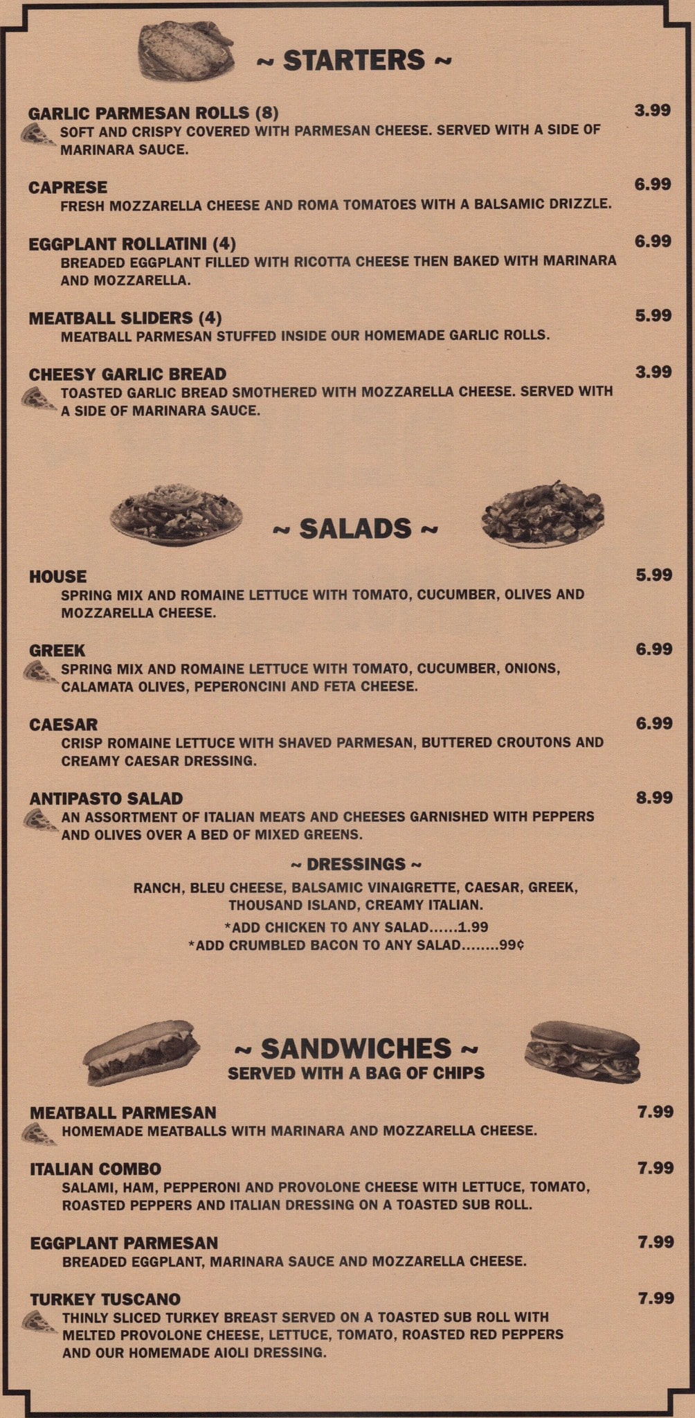 Menu at Pisano's Pizzeria & Italian Kitchen, Kennesaw