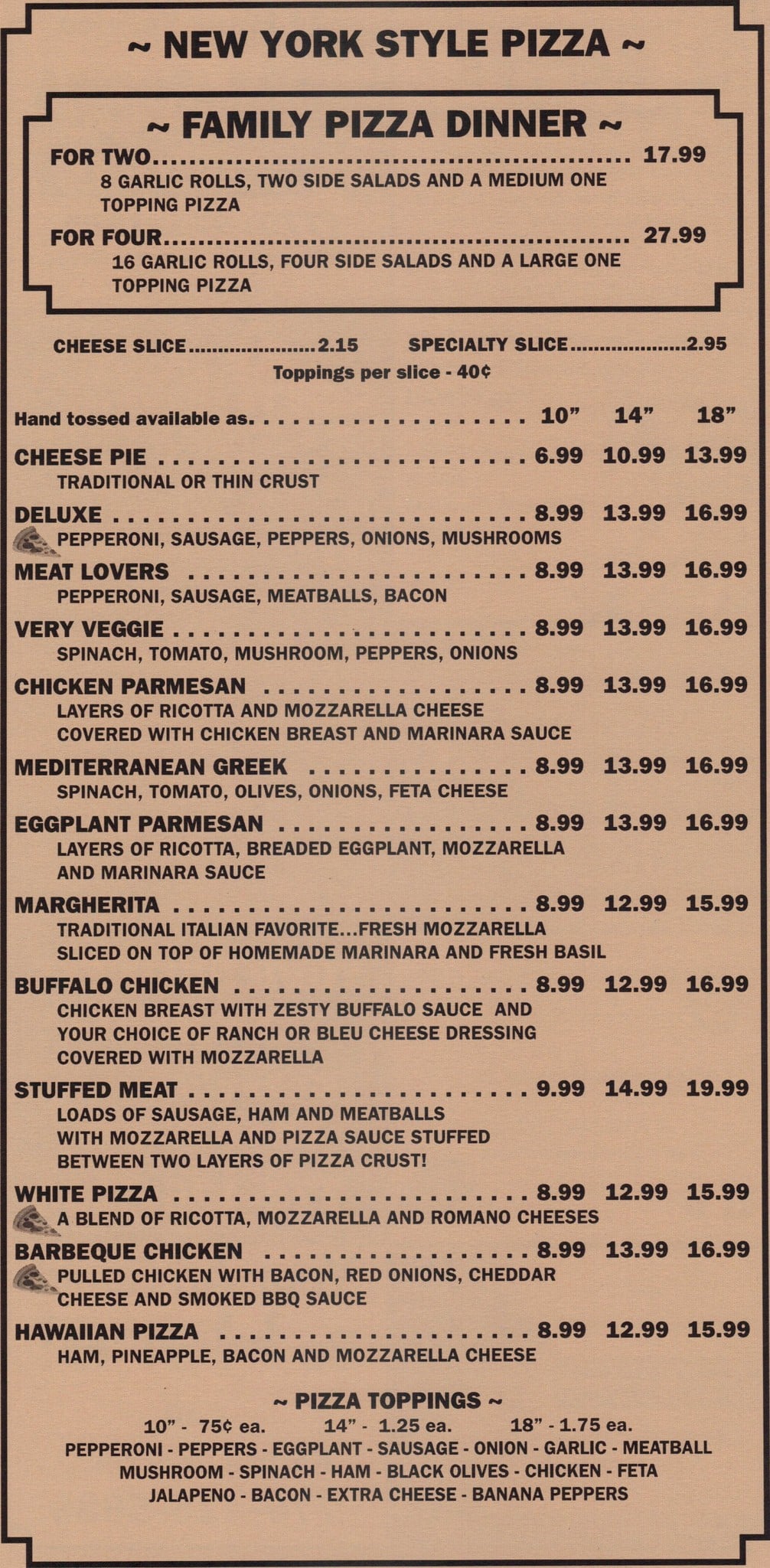 Menu at Pisano's Pizzeria & Italian Kitchen, Kennesaw