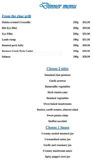 Menu at Quality Hotel Regent Rockhampton pub & bar, Rockhampton City