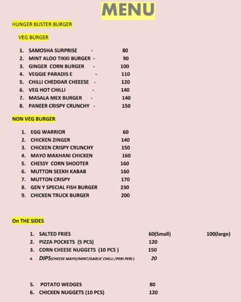 Menu of Geny Cuisines, Manesar, Gurgaon