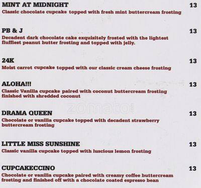 Menu at Cake Story desserts, Dubai