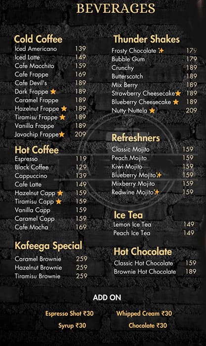 Menu of Kafeega Cafe, Kalyan, Thane
