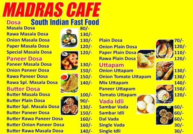 Menu of Raju Madras Cafe, Tilak Nagar, New Delhi
