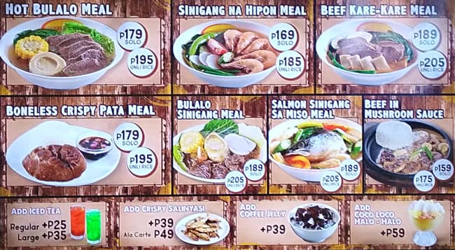 Carta del restaurante Bulalo World - Gateway Mall, Ciudad Quezon ...