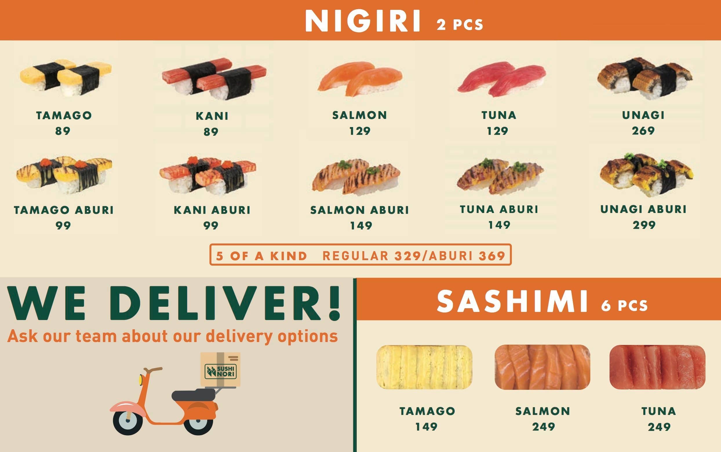 Menu at Sushi Nori restaurant, Taguig, Food On Four