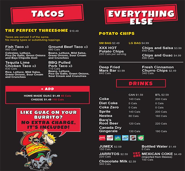 Menu at Fat Bastard Burrito, Toronto, 726 Kingston Road