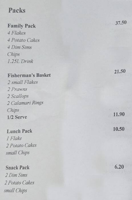 Menu at Rosanna Fish & Chips fast food, Rosanna