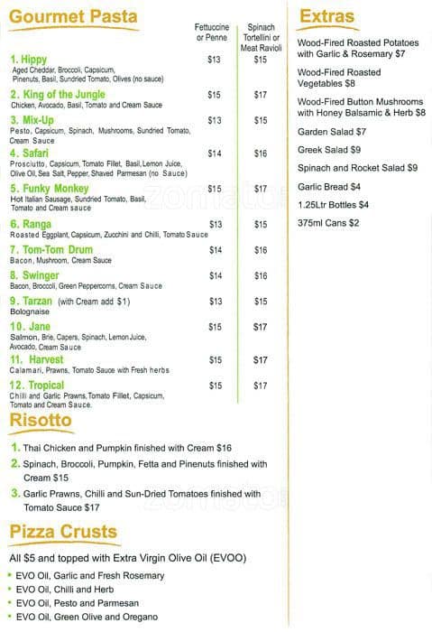 Menu at Mad Monkey Woodfired Pizza pizzeria, Inglewood