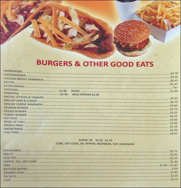 Menu at Red Onion restaurant, El Cerrito