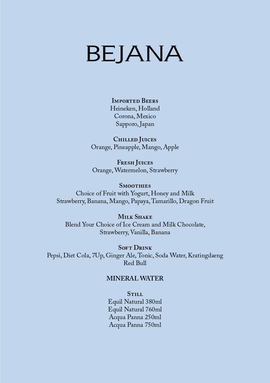 Menu at Missoni Resort Club at The Ritz-Carlton Bali, Kuta Selatan