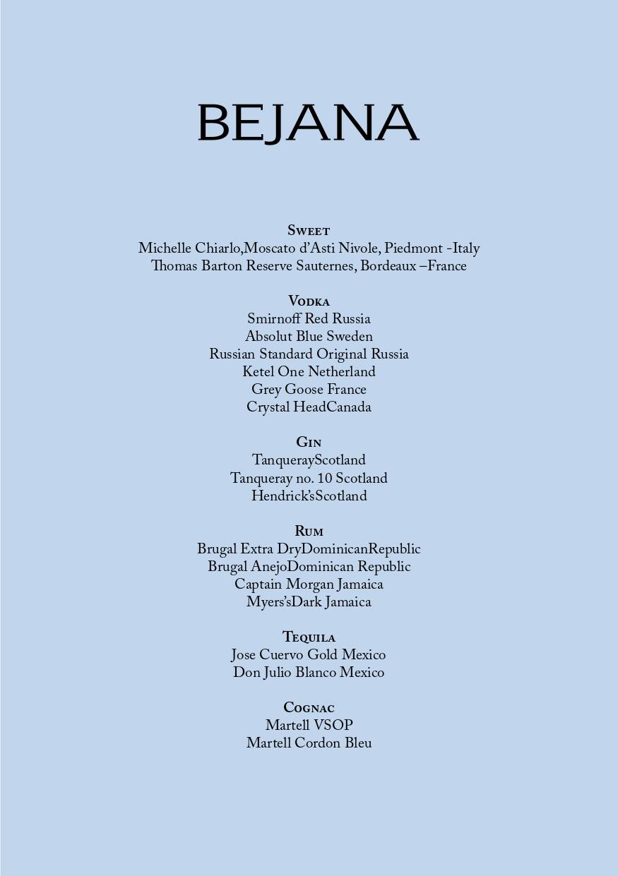 Menu at Missoni Resort Club at The Ritz-Carlton Bali, Kuta Selatan