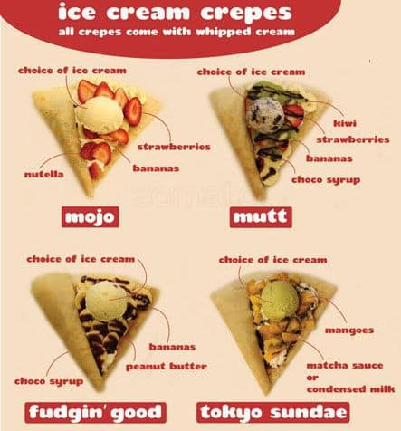 Menu at Mojo Crepes desserts, Portland, SE Division St