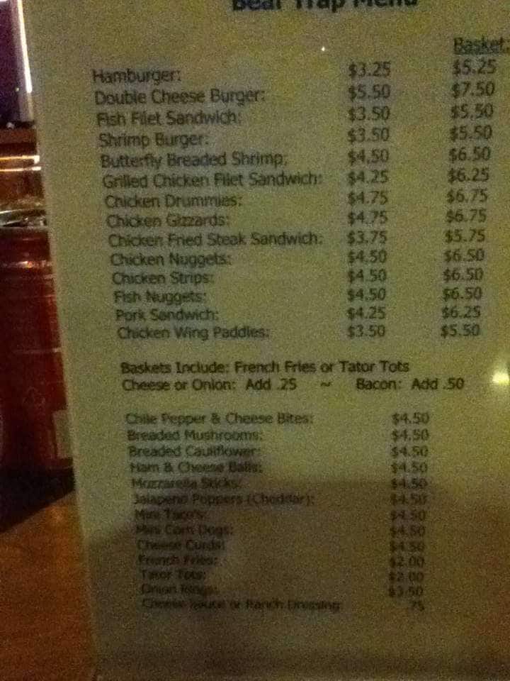 Menu at Bear Trap pub & bar, Sauk Centre