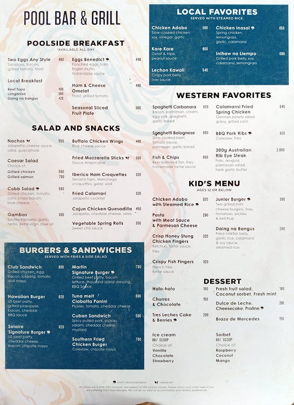 Menu at Solaire Food Court restaurant, Parañaque
