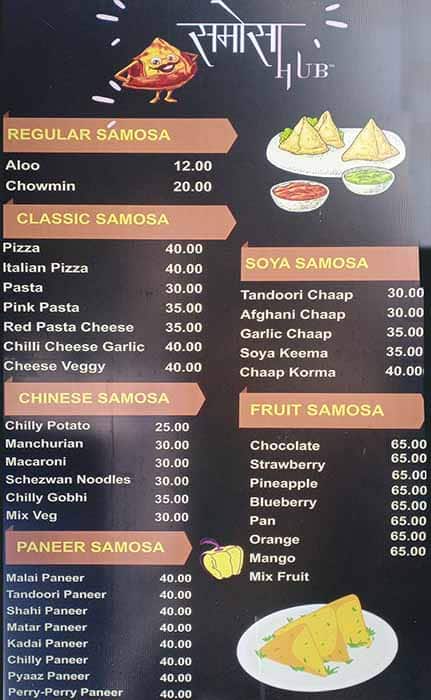 Menu of Samosa Hub, Krishna Nagar, New Delhi