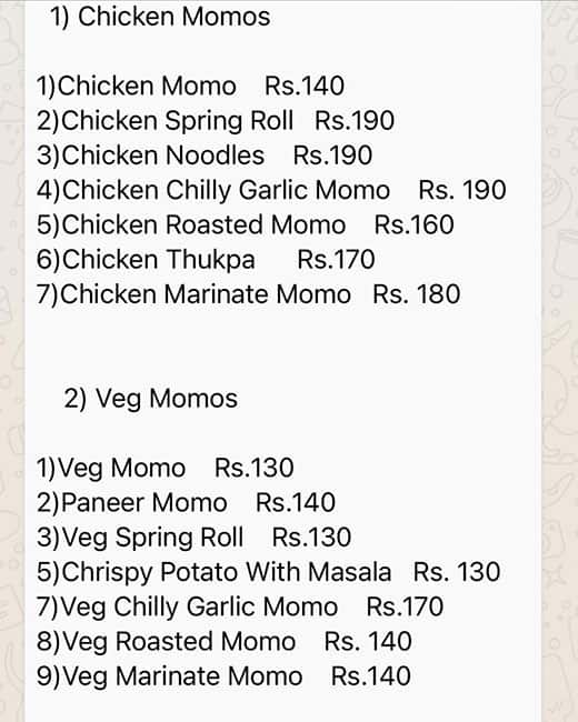 Menu of Tasty Momos, Kharadi, Pune