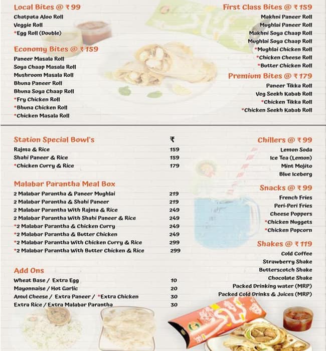 Menu of Roll Station, Sector 72, Noida
