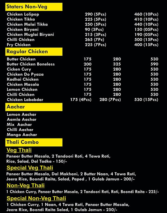 Menu of Nourthen Green, Sigma 1, Greater Noida
