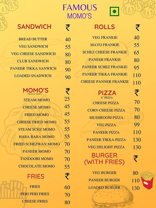 Menu of Famous Momos, Nalasopara, Mumbai